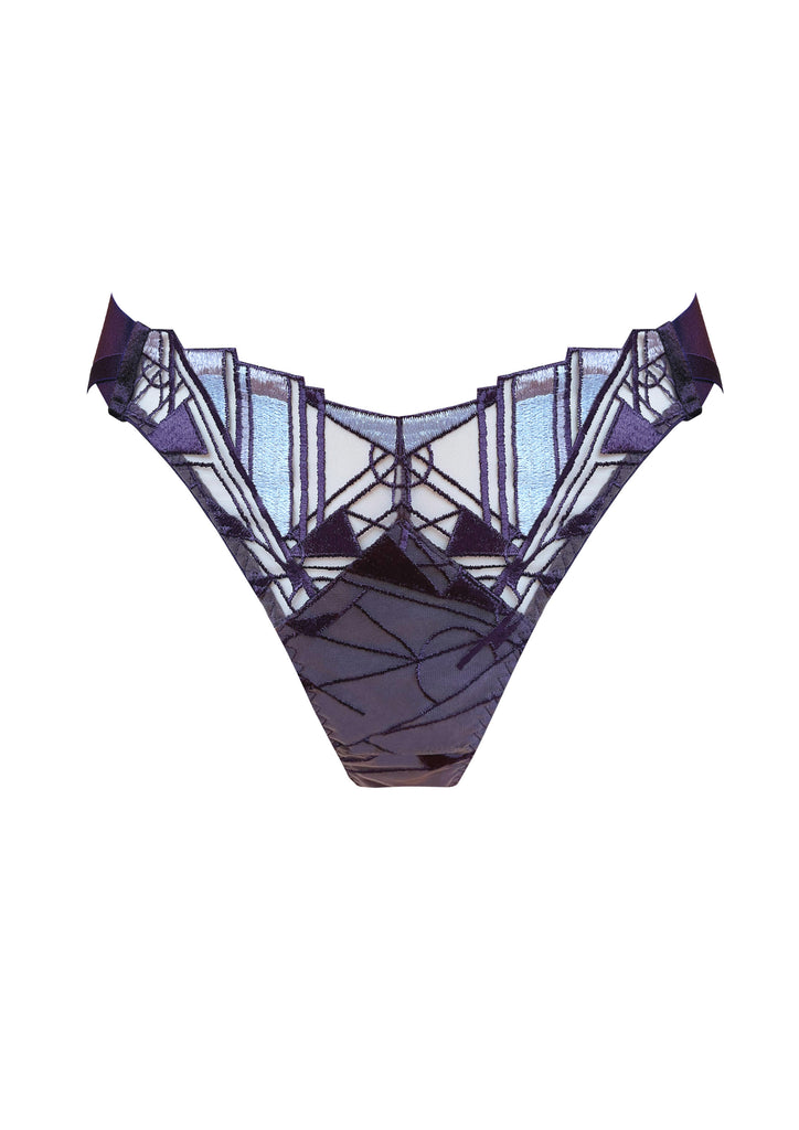 Cubism Lace Open Back Brief Ouvert Purple – Bordelle
