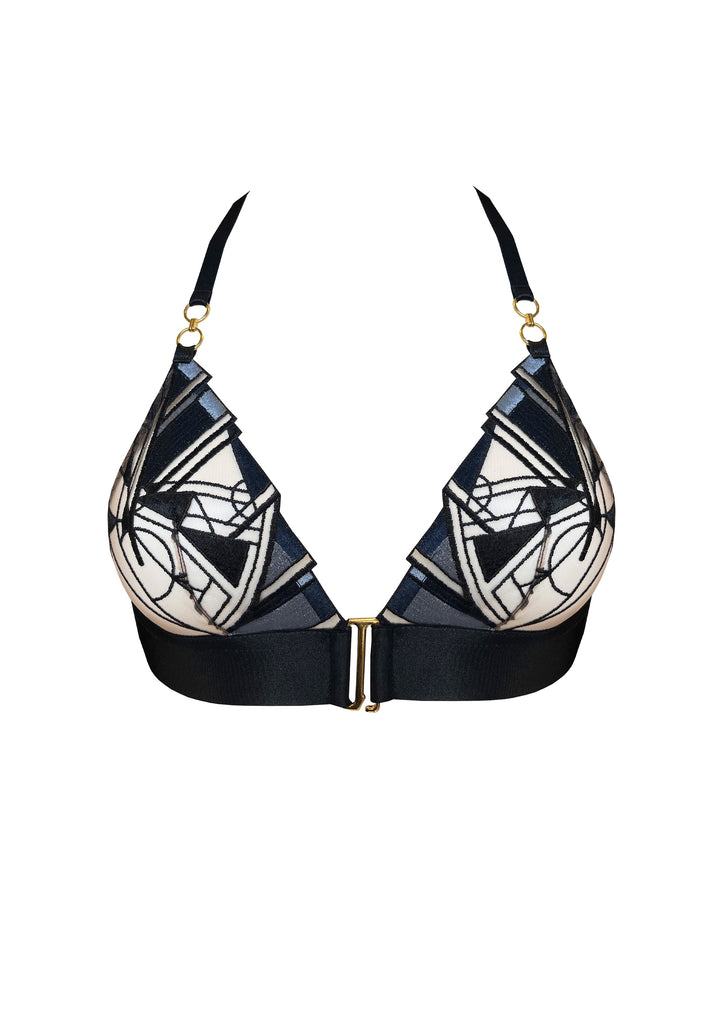 Cubism Lace Wireless Soft Cup Bra Black – Bordelle
