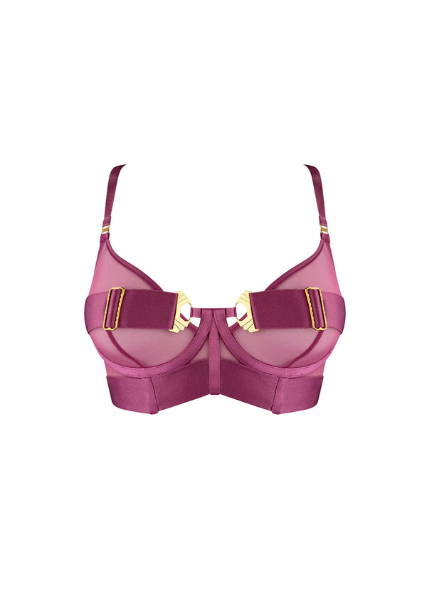 Melusina Sheer Underwired Raspberry Pink Longline Bodice Bra – Bordelle