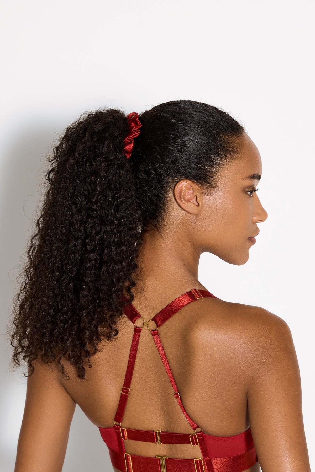 Bordelle Signature Hair Accessory Scrunchie Silk Set Black Burnt Red