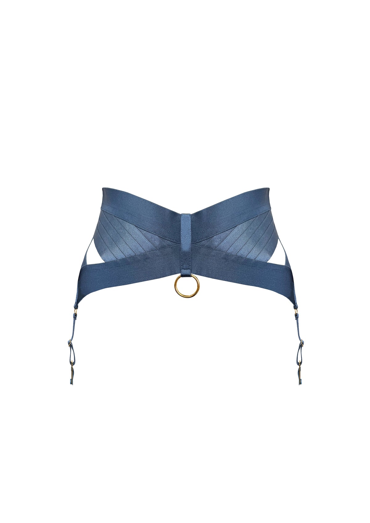 Bordelle Luxury Underwear Satin Strappy Syra Suspender Garter Belt Denim