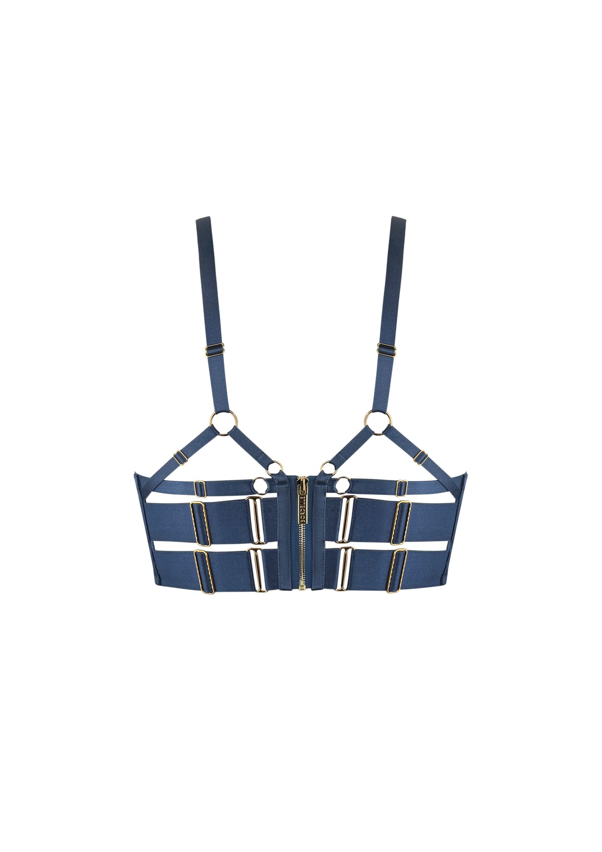 Theia Longline Bodice Bra Denim | Denim Blue Sequin Bra – Bordelle