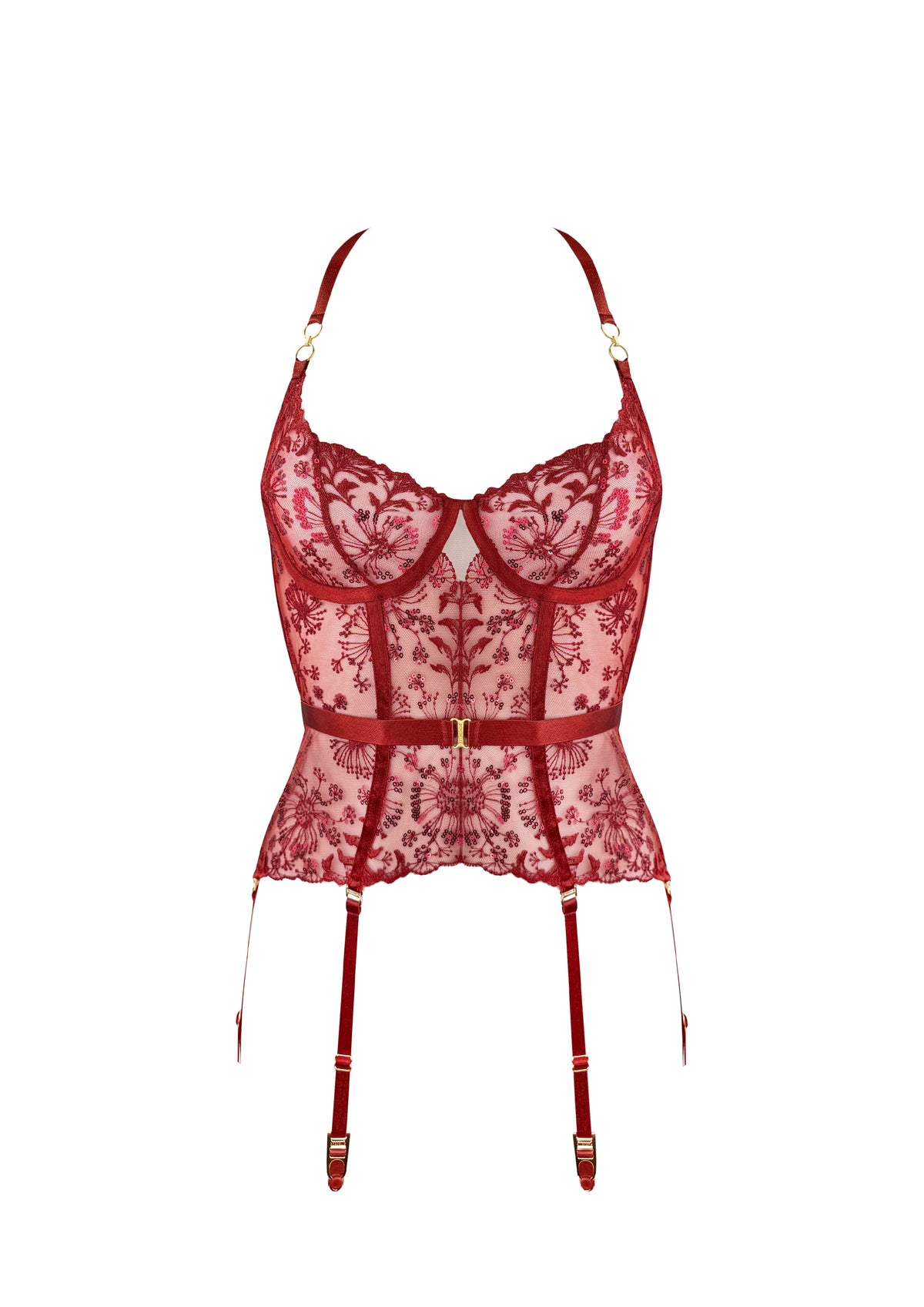 Theia Basque Burnt Red | Red Lace Body Lingerie – Bordelle