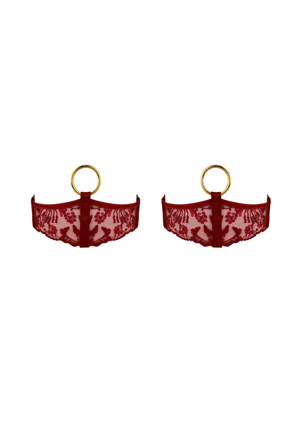 Theia Burnt Red Garter Pair | Sequin Lace Thigh Garters – Bordelle
