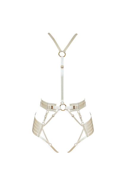 Bordelle Luxury Underwear Accessory Signature Strap Body Harness Cream