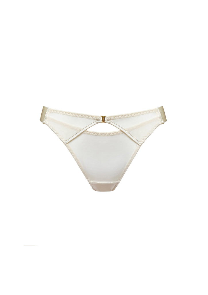 Bordelle Luxury Underwear Signature Wide Strap Thong Cream